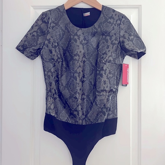 Commando | Tops | Commando Faux Leather Animal Tee Body Suit Gray Scale ...